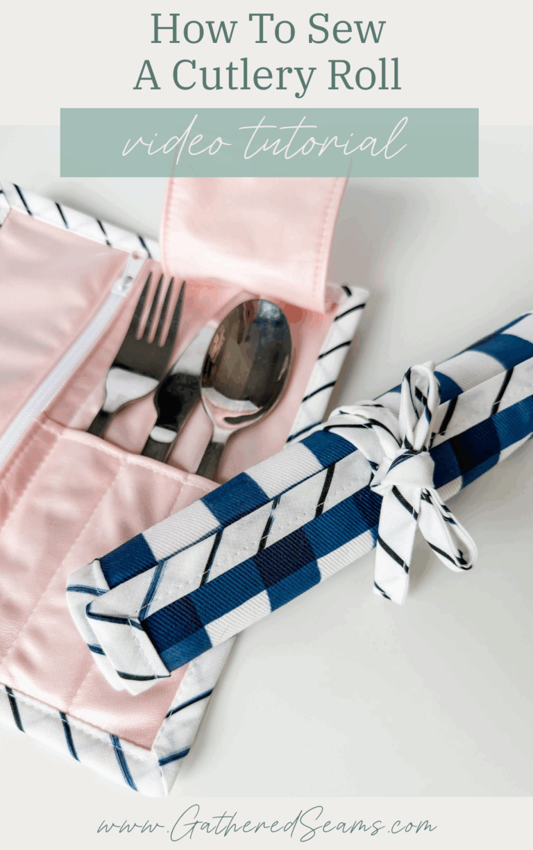 How To Sew A Cutlery Roll | Free Printable Pattern - Gathered Seams
