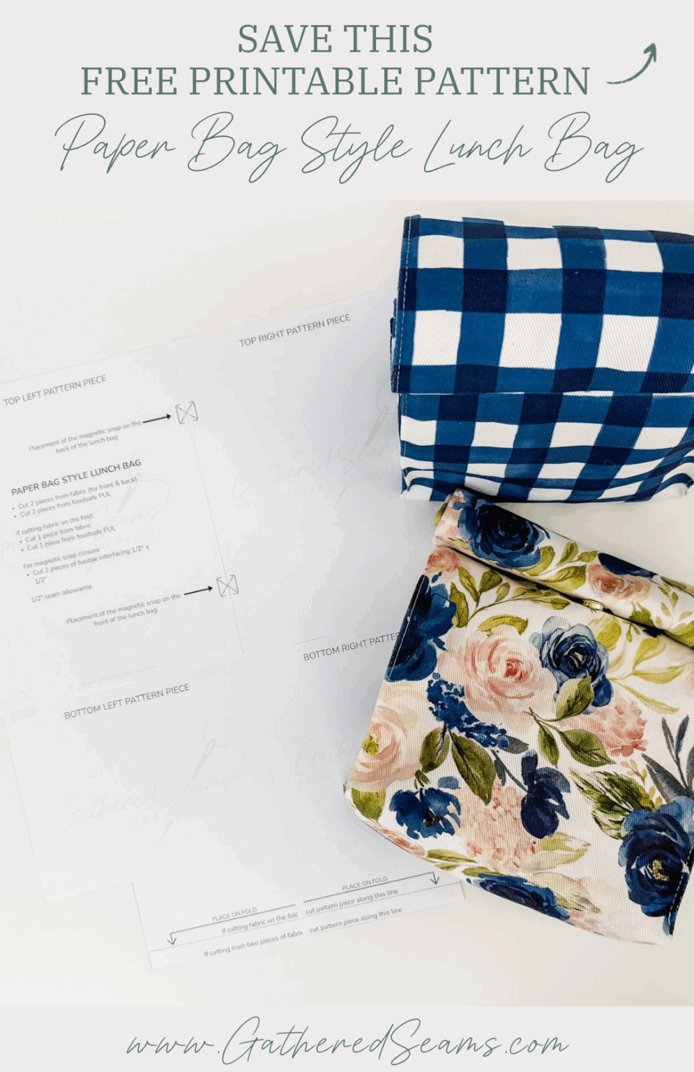 How To Sew A Paper Bag Style Lunch Bag | Free Pattern - Gathered Seams