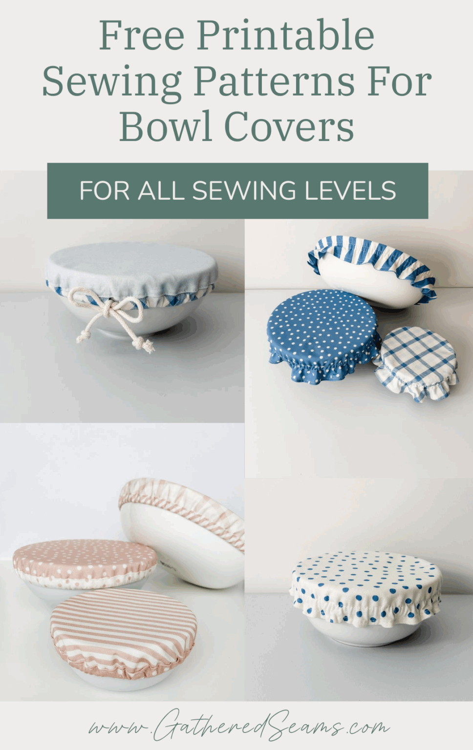 Free Printable Sewing Patterns for Bowl Covers - Gathered Seams
