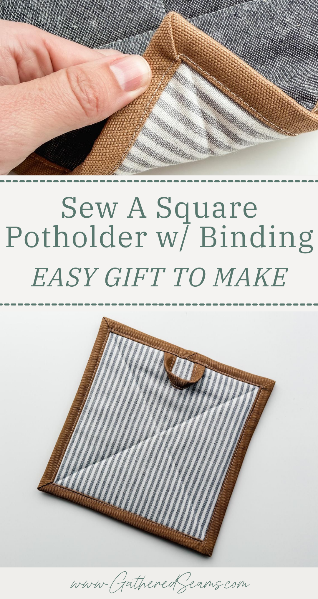 How To Sew a Square Potholder (with binding) - Gathered Seams